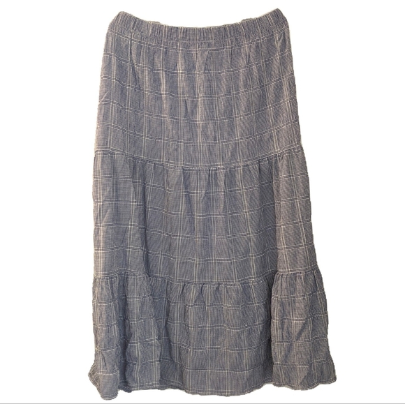 Max Studio | Skirts | Max Studio London Navy Blue Gingham Maxi Skirt ...